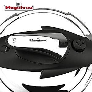 Magefesa® Nova 4.2 Quart Stove-top Super Fast Pressure Cooker, Easy and Smooth Locking Mechanism, Polished 18/10 Stainles Steel, Suitable Induction, 5 Security Systems, 11.6 PSI Working pressure