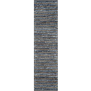 SAFAVIEH Cape Cod Collection Runner Rug - 2'3" x 12', Blue & Natural, Handmade Flat Weave Braided Jute & Cotton, Ideal for High Traffic Areas in Living Room, Bedroom (CAP363A)