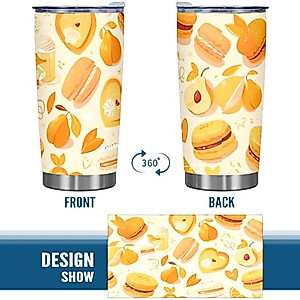 QWEUIOP 20oz Insulated Travel Coffee Mug Cake Peach Pattern Stainless Steel Tumbler with Lid Double Wall Vacuum Coffee Cup For Hot and Cold Drinks14134