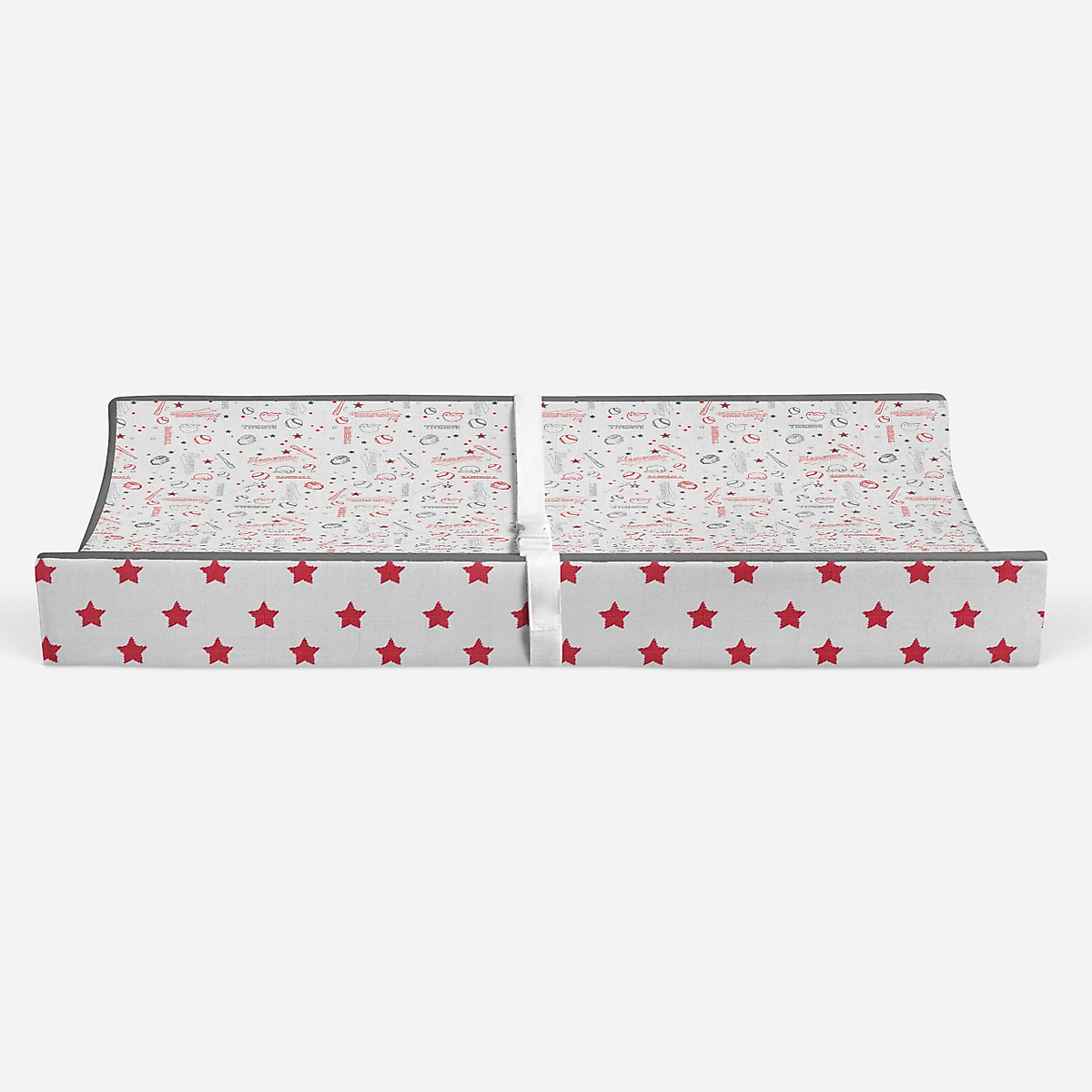 Bacati Baseball Red/Grey Muslin Quilted Changing Pad Cover