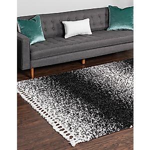 Unique Loom Hygge Shag Collection Area Rug - Gradient (9' x 12' 2" Rectangle, Blue/ Beige)