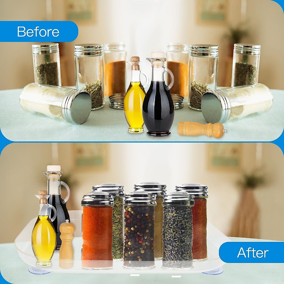 Lazy Susan Turntable Organizer for Refrigerator,Lazy Susan for Fridge 15.67'' Clear Fridge Organizer Storage,Lazy Susan for Pantry, Cabinet, Table,Kitchen, Countertop