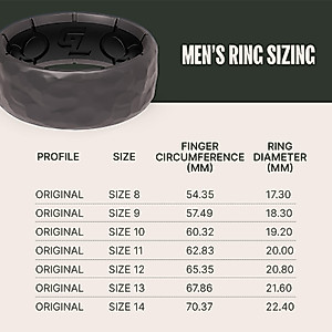 Groove Life Zeus Hammered Gun Metal Silicone Ring Breathable Rubber Wedding Rings for Men, Lifetime Coverage, Unique Design, Comfort Fit Ring - Size 8