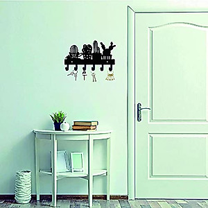 CREATCABIN Cactus Key Holder Metal for Wall Mounted Black 10.6" x 6.3" Keys Hanger 6 Hooks Decorative Welcome Home Sign Key Hanging Rack for Bathroom Door Kitchen Bedroom University Dormitory