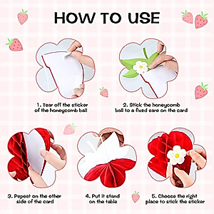 9 Pcs Orange Honeycomb Balls Orange Birthday Party Supplies Favors Cactus Strawberry Table Centerpieces Tissue Paper Honeycomb Tabletop Hanging Decors Decorations for Party Baby Shower (Strawberry)