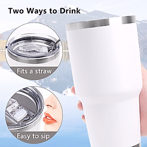 Toopify 30 oz Stainless Steel Insulated Tumbler Travel Mug with Straw Slider Lid, Cleaning Brush, Double Wall Vacuum