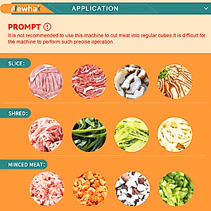 Newhai Upgraded Meat Cutter Machine, Commercial 5mm Electric Meat Slicer, Stainless Steel 350lb/h, for Slices Strips Cubes (Meat thickness: 5mm)