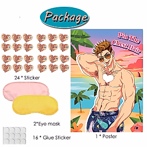 Roscid Bridal Shower Games Bachelorette Party Games Funny Party Game - Pin Hair on The Hunk 24 Players, Birthday Party Game Girls Nights Party Game Pin The Game, Engagement Party Games