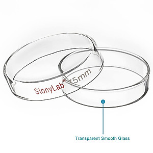 stonylab 10pk Glass Petri Dishes, 75x15 mm Autoclavable Borosilicate Glass Cell Culture Dishes Petri Dishes with Clear Lid for Laboratory