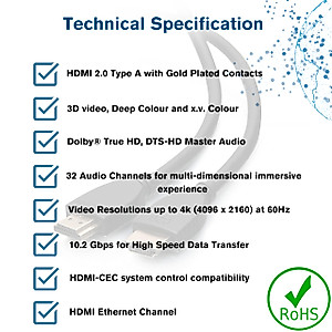 C2G Legrand Ethernet Cable, 4k High Speed HDMI Cable, Black In Wall HDMI Cable, 60 hz HDMI Cable, 4 Foot HDMI Cable, 1 Count, C2G 50608