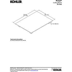 KOHLER 543949 Poise Cutting Board , Brown Medium