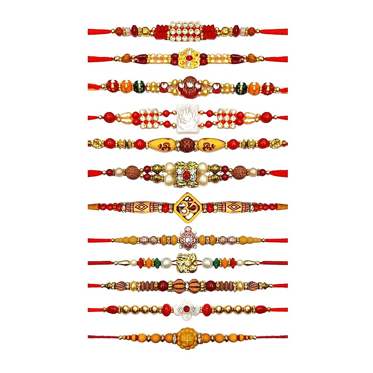 Tuelip Set of 12 Rakhi for Brother, Raksha Bandhan Handmade Bracelet for Bhaiya Bhabhi Rakhi Bracelet, Indian designer latest Rakhi for bhai Thread
