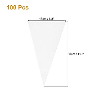 uxcell 100Pcs Clear Cello Bags, 6.3" x 11.8" Plastic Flat Cone Open-End OPP Cello Treat Bags Cello Poly Bags for Packing Cookies Candy Jewelry Gifts, Clear
