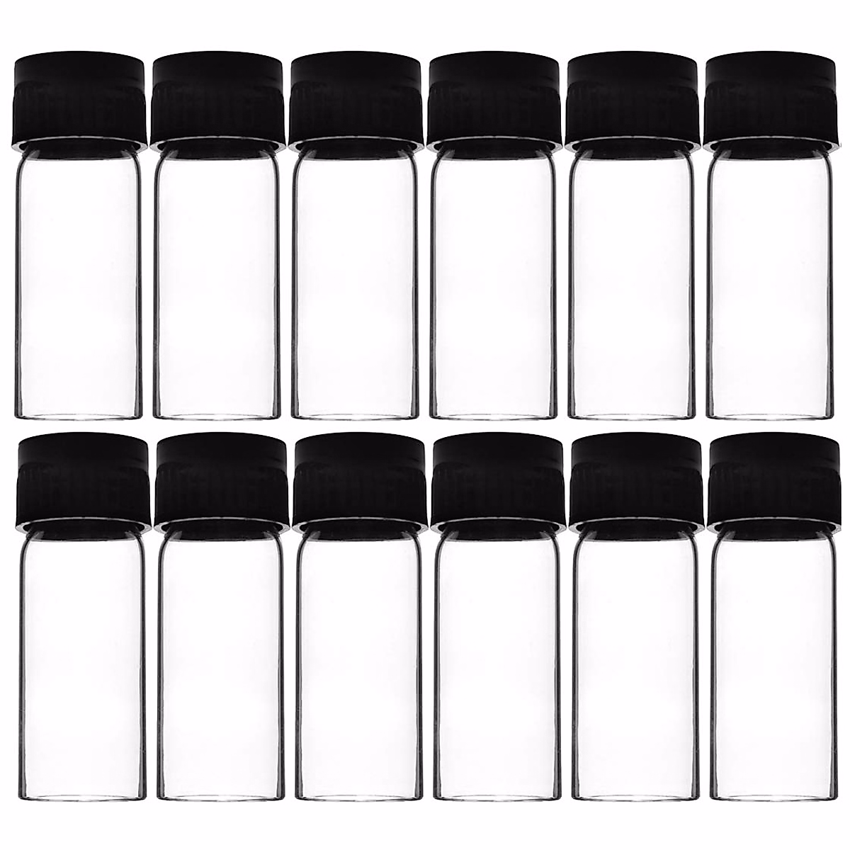 EISCO 12PK Test Tubes, 5ml - Bakelite Screw Cap - Borosilicate 3.3 Glass - 2.25" x 1" - Flat Bottom
