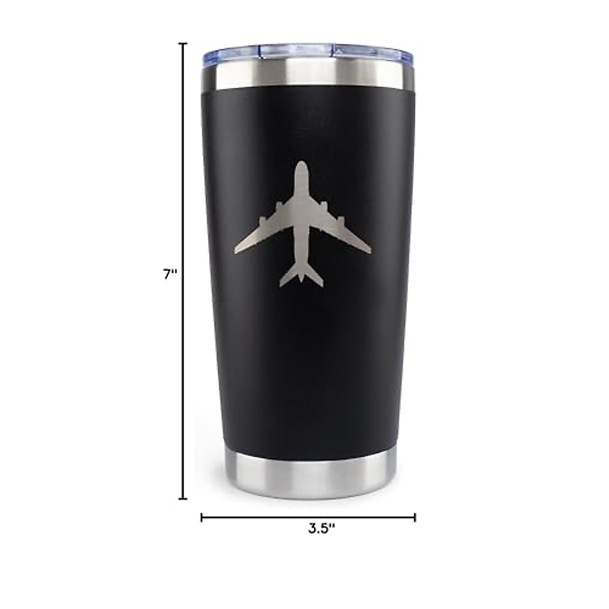 JENVIO Pilot Gifts | 20oz Laser Etched Stainless Steel Travel Tumbler Mug 2 Lids 2 Straws Gift Box and Card Included | Aviation Flight Attendant Airplane Decor Men Christmas