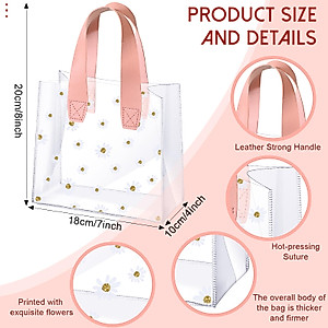 Clysee 24 Pcs Clear Gift Bags with Handles Daisy Clear Plastic Gift Wrap Bag Reusable Transparent PVC Tote Bag Goodie Gift Packing Bag for Valentine's Day Wedding Shopping Baby Shower Birthday(Pink)