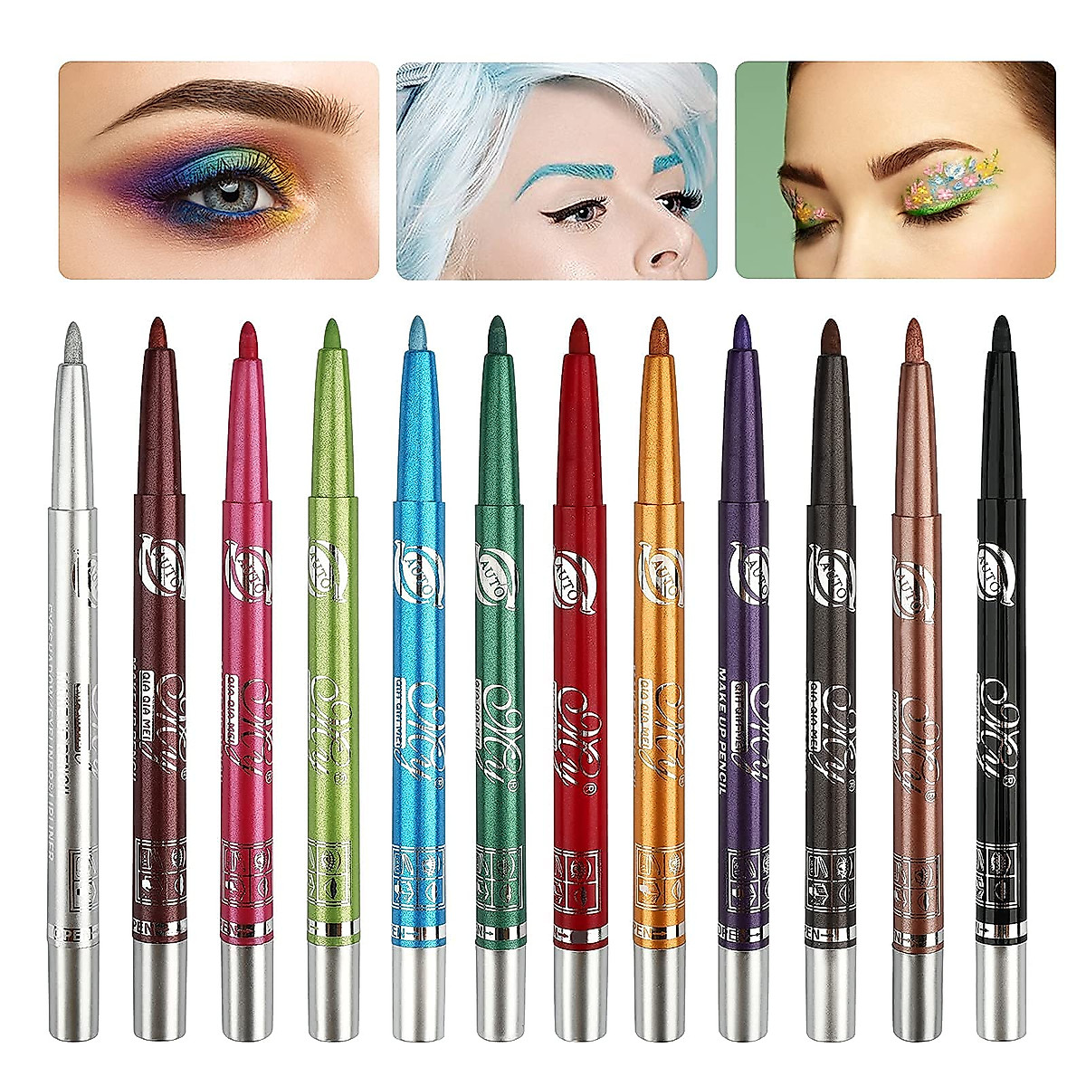 G2PLUS 12 PCS Colorful Eyebrow Pencil, Colored Eyeliners, Colorful Liquid Eyeliner for Eyebrow, Lip Liner Pencil Pen Makeup Cosmetic Set Kit Tool Waterproof