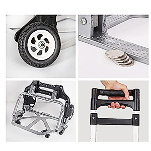 NEOCHY Trolleys,Shopping Cart Folding Grocery Shopping Cart with 2 Wheels Aluminum Alloy Luggage Cart Utility Cart Trolley for Shopping Luggage Tools Grocery Cart/Blue