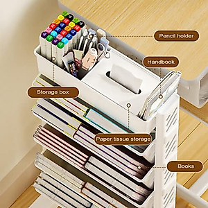 APBATS 6 Tier Book Rack Storage Bookshelf, Removable Movable Unique Bookcase, Utility Organizer White Bookshelves for Kids Children Students Study in Bedroom Living Room Home School