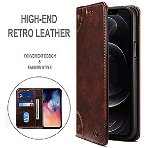 SINIANL Compatible with iPhone 13 Pro Max Leather Case, iPhone 13 Pro Max Wallet Folio Case with Magnetic Closure Kickstand Card Slots Flip Book Cover for iPhone 13 Pro Max 6.7 inch 2021 Brown