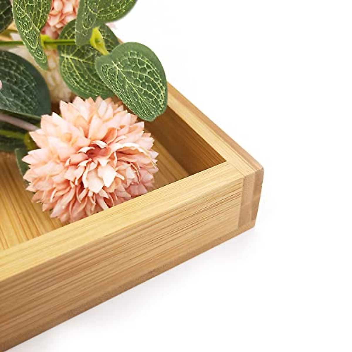 Bamboo Vanity Tray Bathroom Wooden Tray Makeup Counter Tray Wood Serving Tray for Bathroom Home Decor Holds Cosmetics, Perfume, Tissues, Candles, Towels, Soap, 11.5 x 7.9 x 0.9 inch