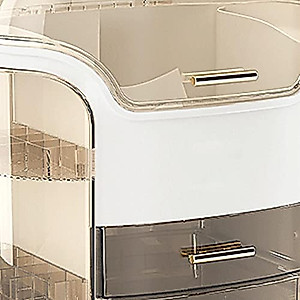 Almencla Tabletop Makeup Organizer Waterproof Cosmetics Display Case Holder for Bathroom Countertop Dustproof 30x34x20cm Freestanding Sturdy Material, White