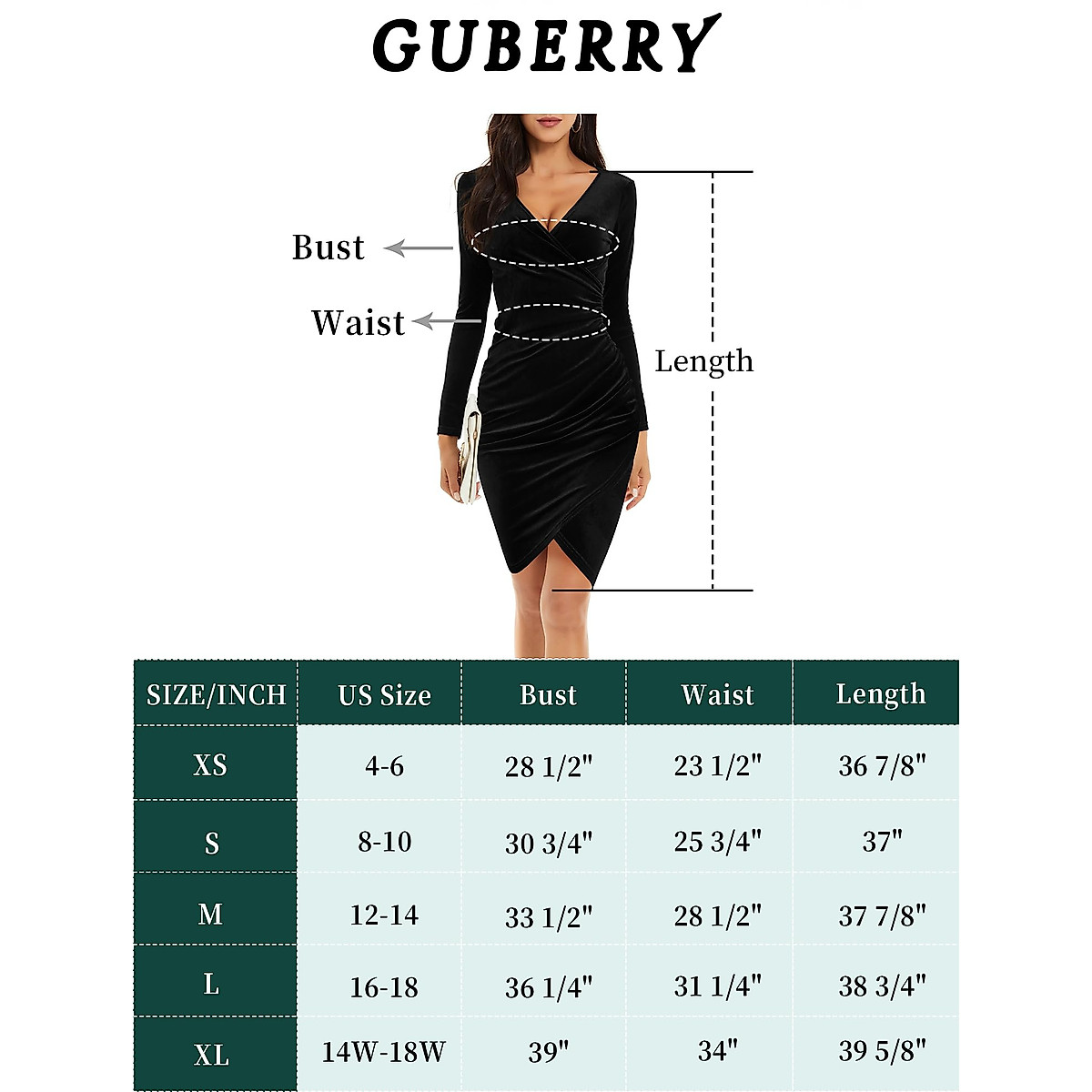GUBERRY Womens Sexy Cocktail Bodycon Dress for Wedding Guest Elegant Long Sleeve Mini Reception Homecoming Dresses(Dark Navy,Medium)