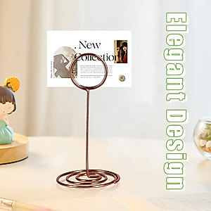 Table Number Holders, Simple Table Sign Stand Place Card Holder, Delicate Table Name Card Holder, Reusable Table Picture Memo Note Holder for Wedding Birthday Party Restaurant (6pcs, Rose Gold)