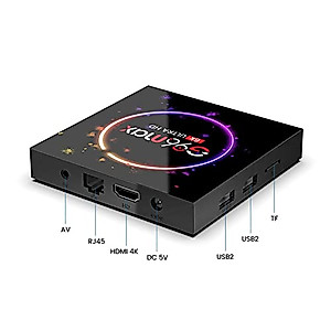 Android 10.0 TV Box, 4GB RAM 64GB ROM Smart TV Box, Supports 2.4G/5G Dual Wi-Fi, Support 6K Resolution, USB 2.0, with HDMI Cable and Remote Control