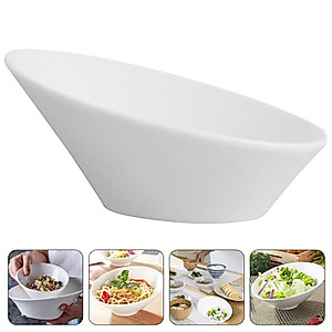 Luxshiny Ceramic Salad Bowls Porcelain Serving Dish White Angled Ceramic Bowls Large Salad Mixing Bowl for Weddings Events Birthday Party Soup Rice Prep