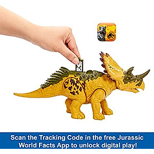 Jurassic World Dinosaur Toys with Roar Sound & Attack Action, Wild Roar Posable Figures, Physical & Connected Digital Play