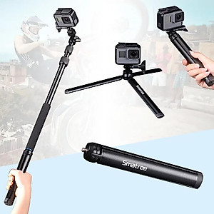 Smatree Selfie Stick Telescoping Compatible for G*Pro 13/12/ 11/10/Max/9/8/7/6/5/4/3+/3/Session/G*pro(2018)/Ricoh Theta S/V/Samsung Gear360/YI 4K/DJI OSMO Action 4/3/2 Camera