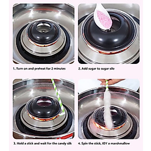 URHELP Candy Cotton Maker Easy Clean Candy Floss Machine for Kids' Birthday Party Christmas Day (ROSE)