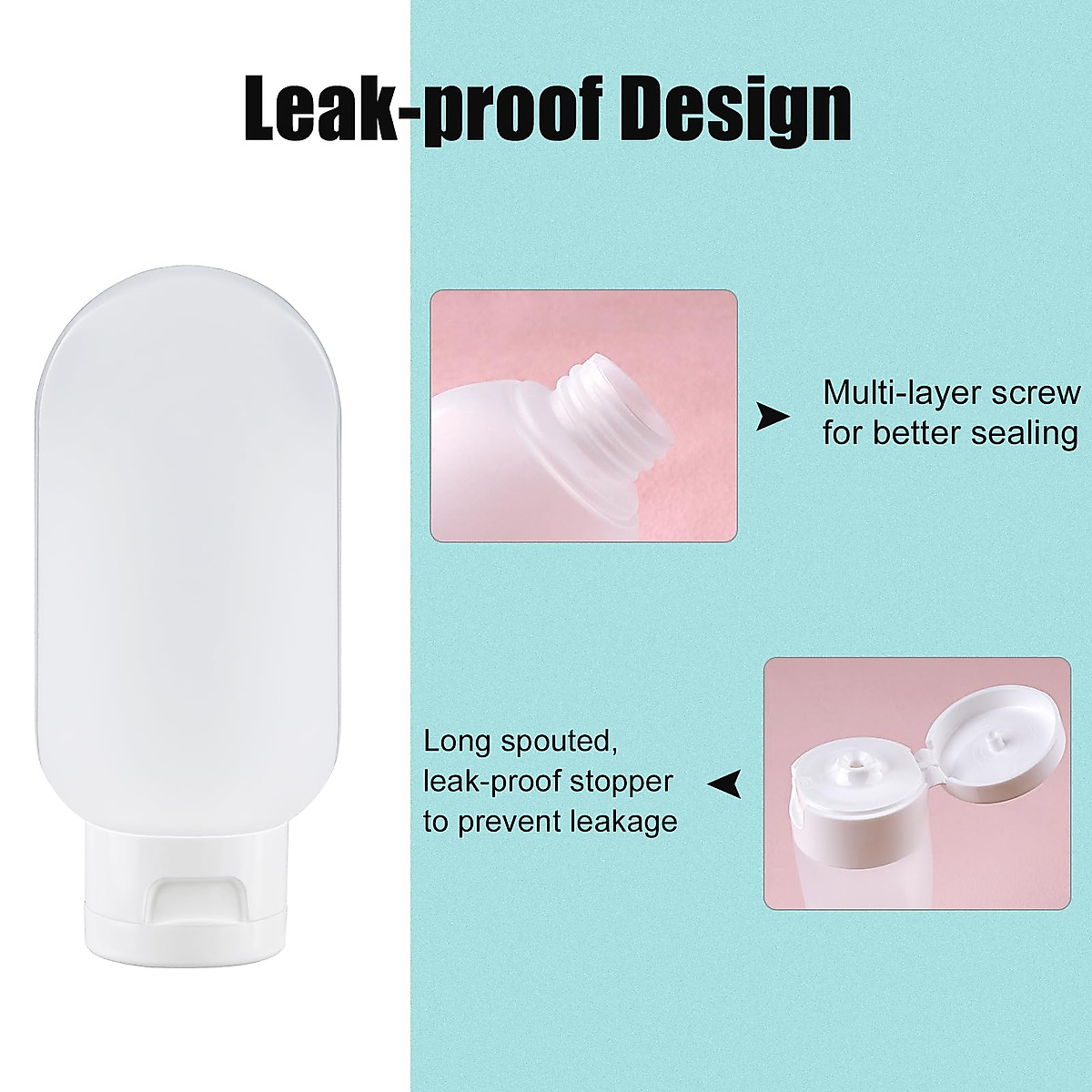 Cosywell Travel Size Bottles for Toiletries 4 Pack 2oz TSA Approved Leakproof Plastic Shampoo and Conditioner Bottles Squeezable Refillable Cosmetic Containers Lotion Travel Accessories