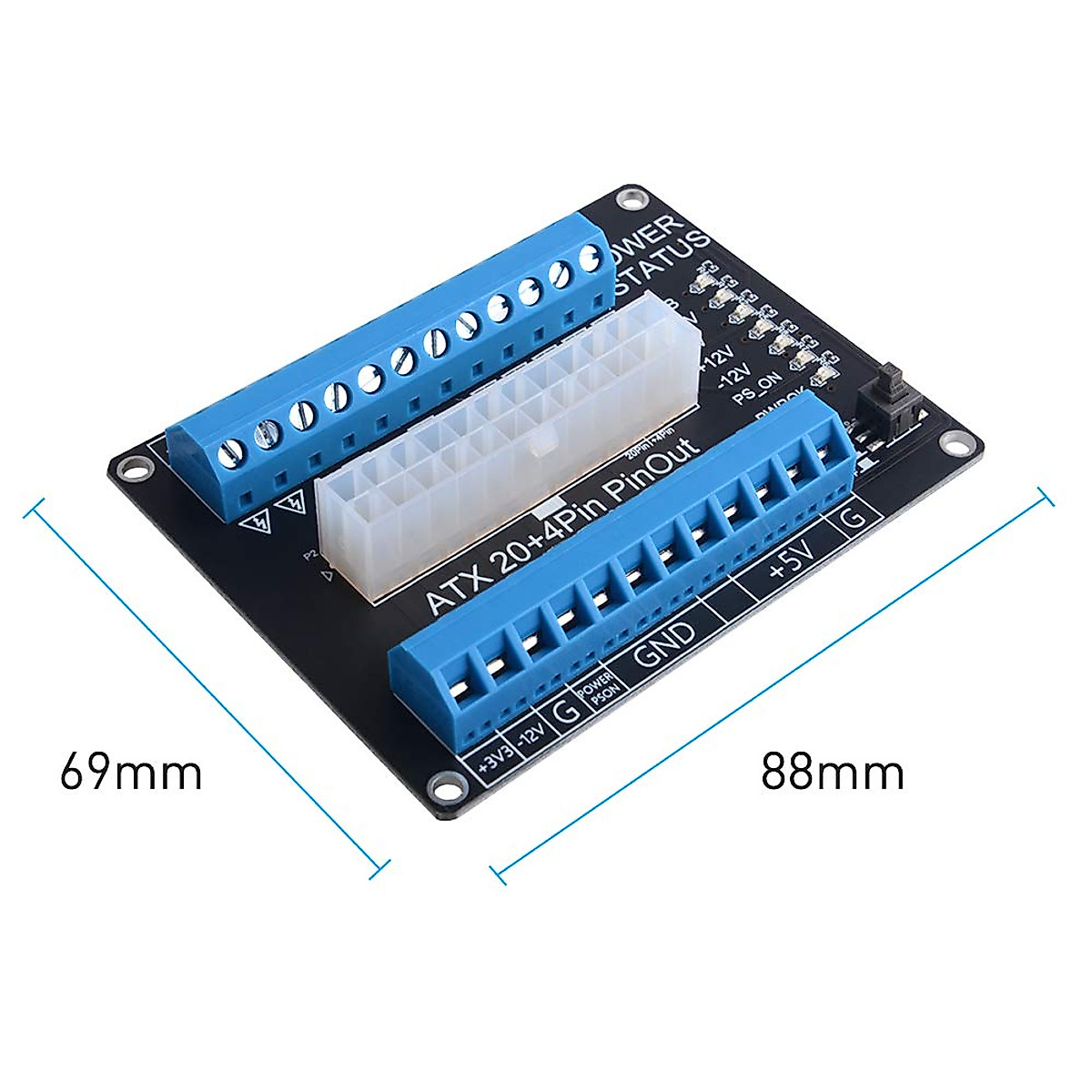 GeeekPi 24/20-pin ATX DC Power Supply Breakout Board Module Adapter, Terminal Block Breakout Module for Computer PC