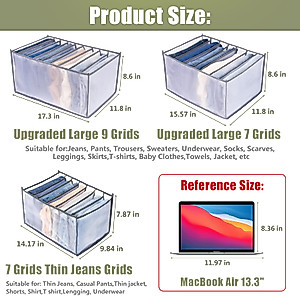 TOOVREN T-Shirt Organizer, Drawer Dividers for Clothes, Mesh Clothes Storage for Leggings, T-Shirts, Kids Jeans, Underwear (3Pack)