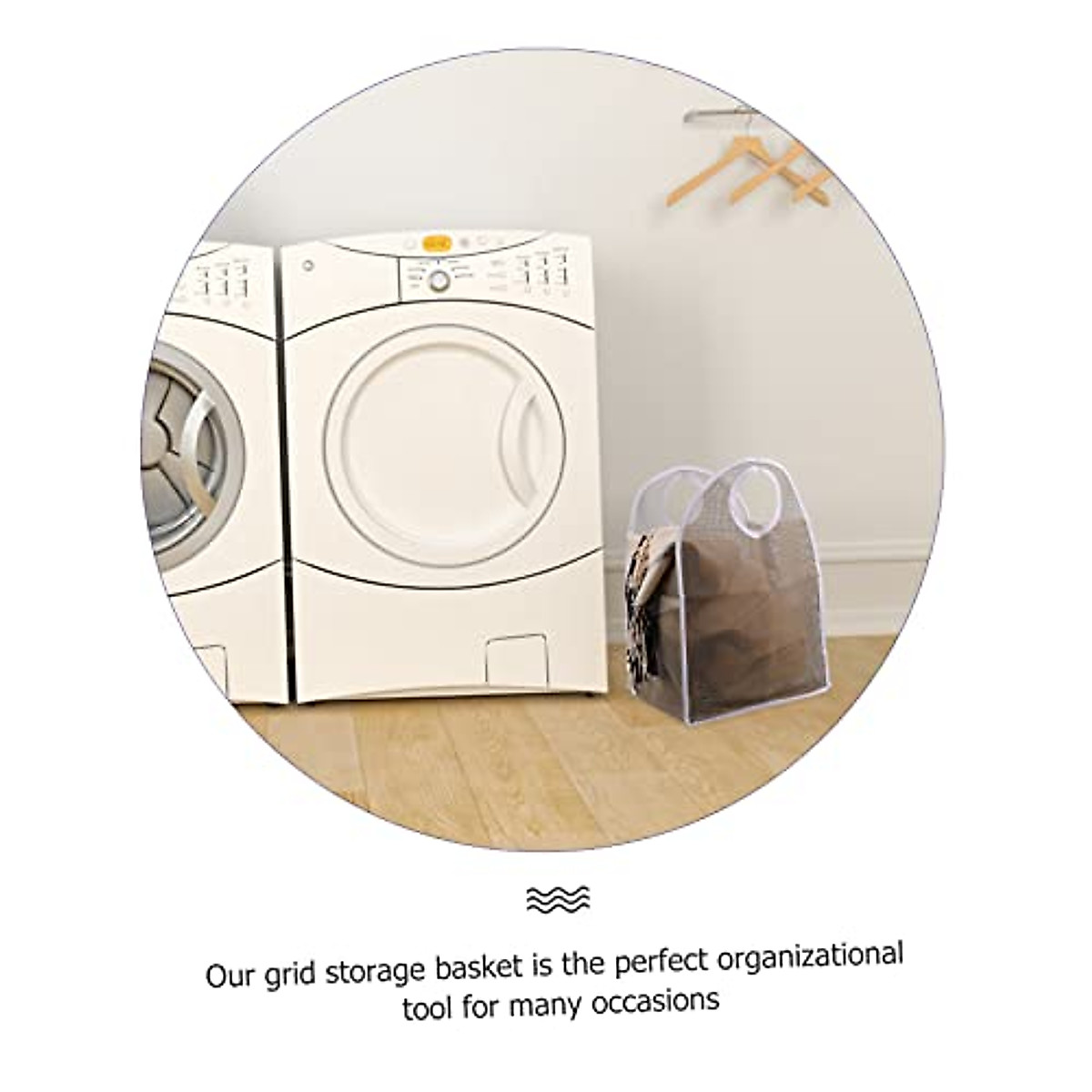 Sundry For Washing Shopping Collapsible Foldable Vegetable Handles with Laundry Home Travel Dirty Basket Holder Khaki Storage Mesh Bags Bag Handbag Organizer Clothes Hamper