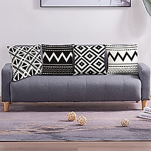 Outdoor Pillow Covers 18x18 Waterproof Set of 4 Boho Black and White Outdoor Pillows for Patio Furniture Decorative Garden Cushion Couch Throw Pillows Covers Farmhouse Home Decor 
