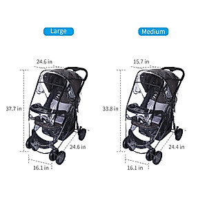 BIG ELEPHANT Mosquito Net Rain Cover Set for Stroller - Weather Shield Accessories Windproof Dustproof Baby Travel