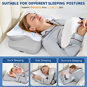 Muzsoul Cervical Pillow for Neck & Shoulder Pain Relief Sleeping - Ergonomic Memory Foam Pillow Orthopedic Neck Support Pillows for Side Sleepers with Breathable Pillowcase