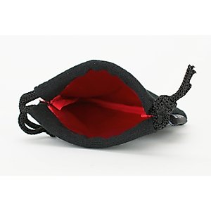 Small Black Dice Bag with Red Interior Double Stitched Snag Proof Satin Lining | Holds 21 16mm Dice