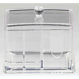 Home Basics Cotton Ball And Cotton Swab Holder With Cosmetic Pad Organizer, One Piece Lid, Q-tip Stand, Clear