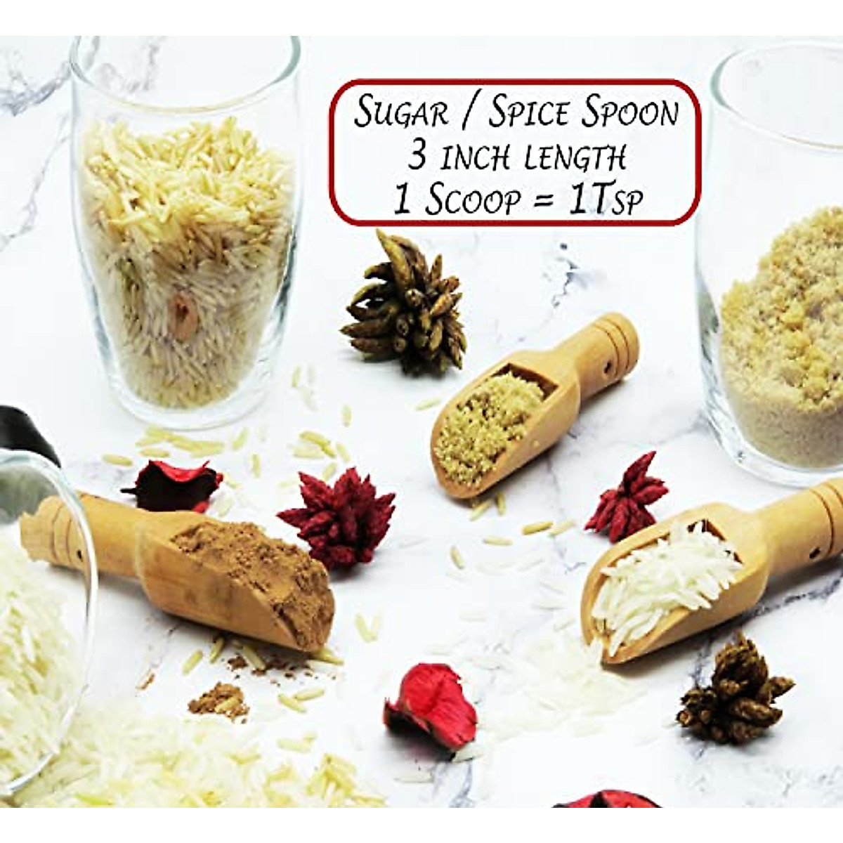 Olive Wood Honey Dipper Stick - Set of 3 (5”/7”/9”) & 1 Wooden Spoon, Use Honey Sticks for Tea & as Honey Server, Honey Dripper, Honey Spoon, Honey Drizzler, Honey Stirrers for Tea