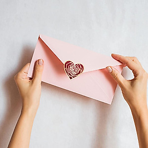 Rose Heart Stickers Roll, 1.5 inch Heart Self-Adhesive Labels for Personal and Business Use, Wedding Stickers for Favors, Love Stickers for Gift Wrap