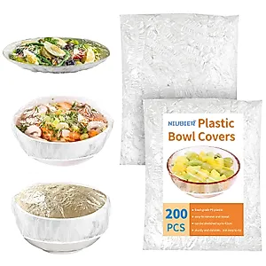 NIUBIER 200 Pcs Bowl Covers, Bowl Covers Reusable, Plastic Bowl Covers, Bowl Covers Elastic, Food Covers Stretch, Plate Covers for Food, Bowl Covers for Bread Proofing