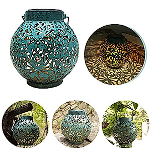 DJASM 2pcs Outdoor Waterproof Solar Lamp Led Hanging Lantern Light for Home Garden Yard Pathway Retro Hollow Solar Powered Decoration Light