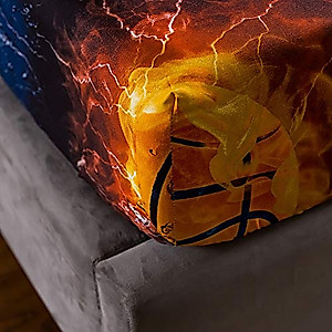 4PC Soft Basketball Sheet Sets Full Size Sport Bedding Sheet Sets with Flat Fitted Sheet for Boys, Girls and Teens (Full, Basketball)