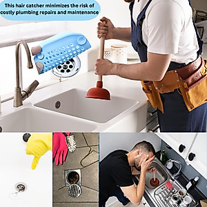 Elegaro Silicone Drain Hair Catcher with Suction Cup Hair Stopper for Shower Bathtub Kitchen Sink Pack of 2 Blue, Sky Blue