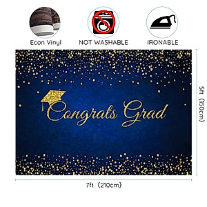 7x5ft Graduation Backdrop Congratulations Graduates Mazarine Background Class of 2023 Gold Dots Caps Prom Photography for Senior Year Graduation Party Decoration Banner Supplies