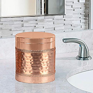 nu steel Copper Hudson Bathroom Q-tip Holder & Jar in Premium Copper Plated Stainless Steel for Bathrooms & Vanity Spaces